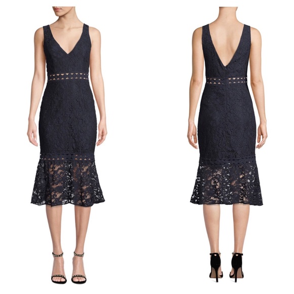 Bardot | Dresses | Bardot Fiona Trumpethem Sheath Lace Midi Dress ...